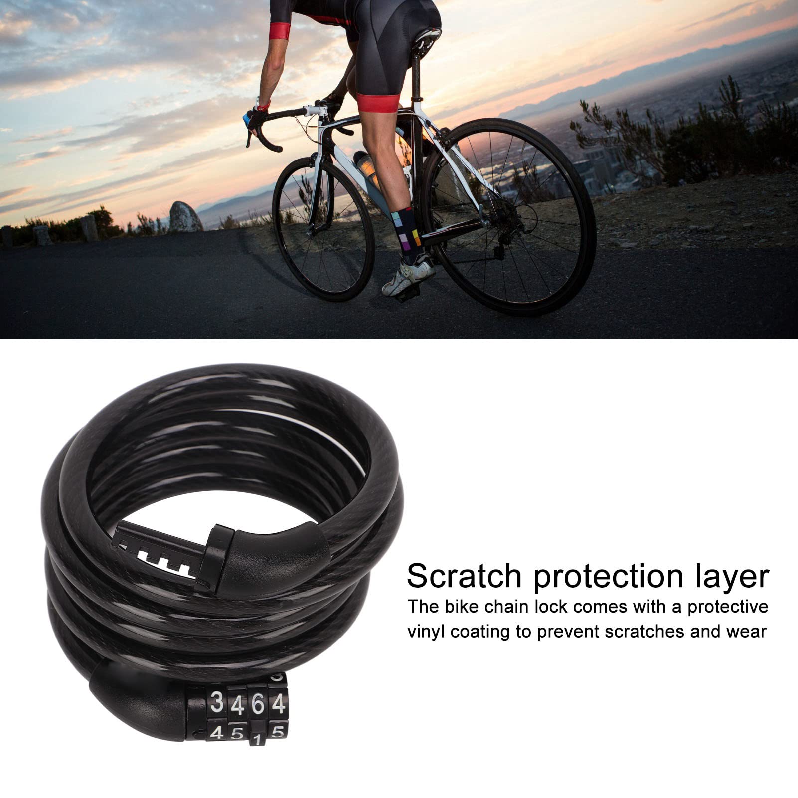 Chain Lock Combination, Manganese Steel Not Changeable Password Secure Drill Resistant Bike Cable Lock for Lawnmowers