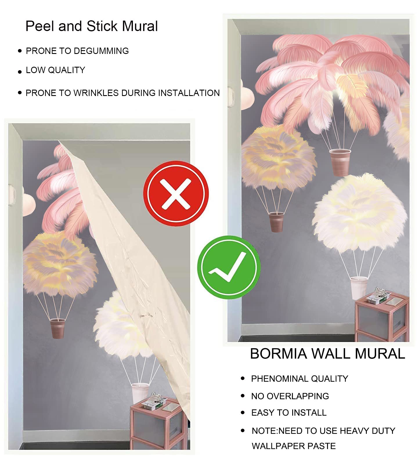 Bormia Fall Forest Stream Wall Mural Wallpaper Fleece Wall Decor Photo Print Picture for Livingroom Bedroom (Paste Not Included)