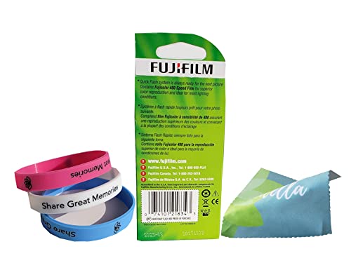 Fujifilm QuickSnap Flash 400 Disposable 35mm Camera (1 Pack) Plus a Bonus Eco-Friendly Silicone Wrist Band and a Microfiber Cleaning Cloth