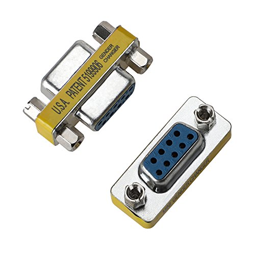 WOVTE DB9 Female to Female Mini Gender Changer Coupler Adapter Connector Pack of 2
