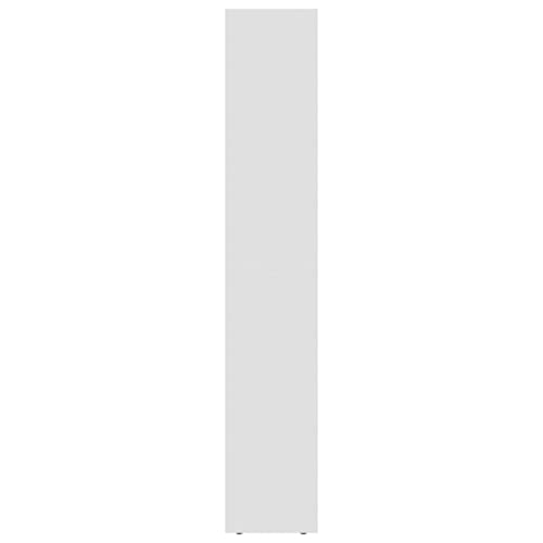 GOLINPEILO Wooden Book Cabinet with 4 Open Shelves and 2 Drawers, Modern Bookshelf for Living Room, White 14.2"x11.8"x67.3" Engineered Wood