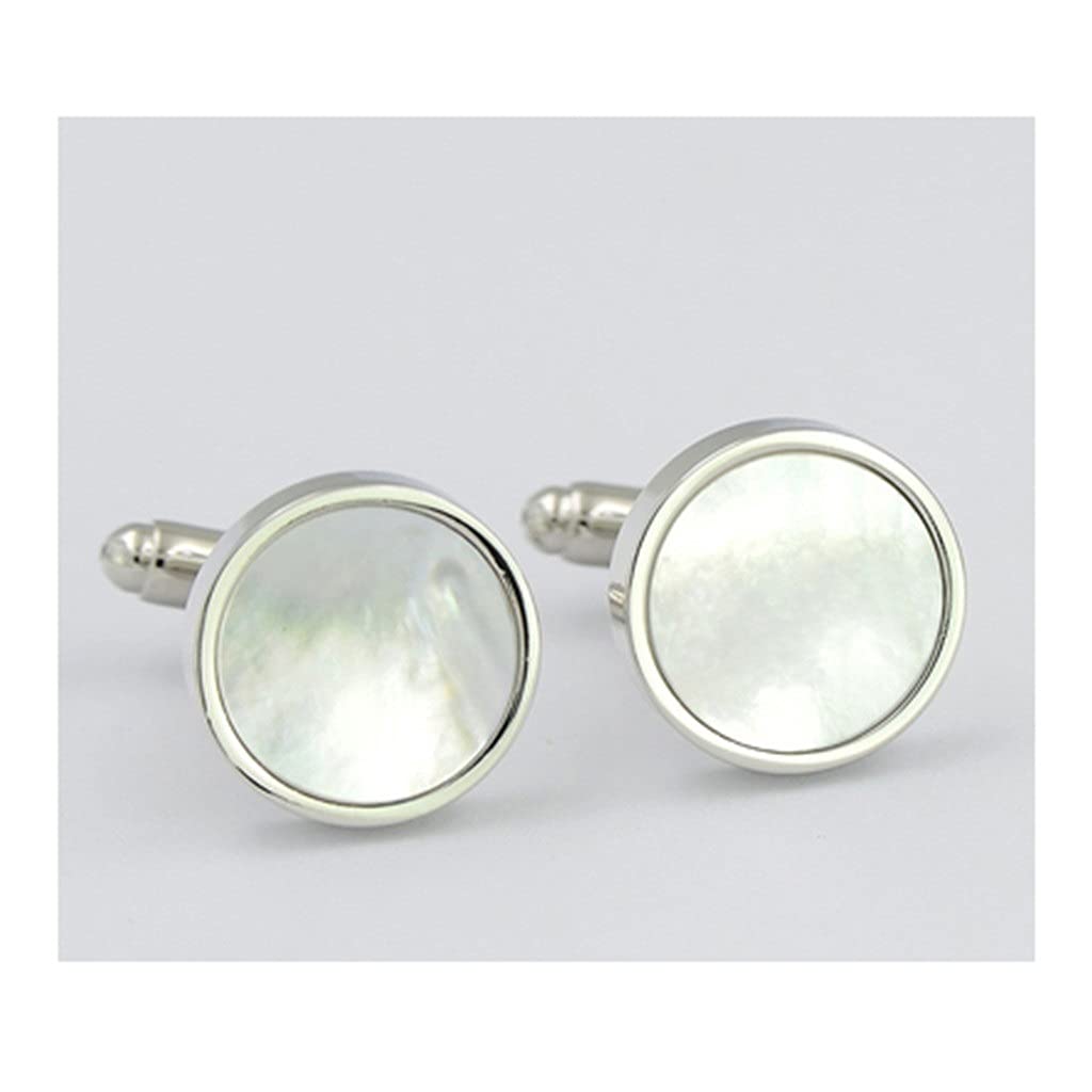 Classic White-Color Sea Shell Copper Men's Cuff Link Party Wedding Suit Shirt Cufflinks Individual Elegance (Color : Silver, Size : As Shown) (Silver As Shown)