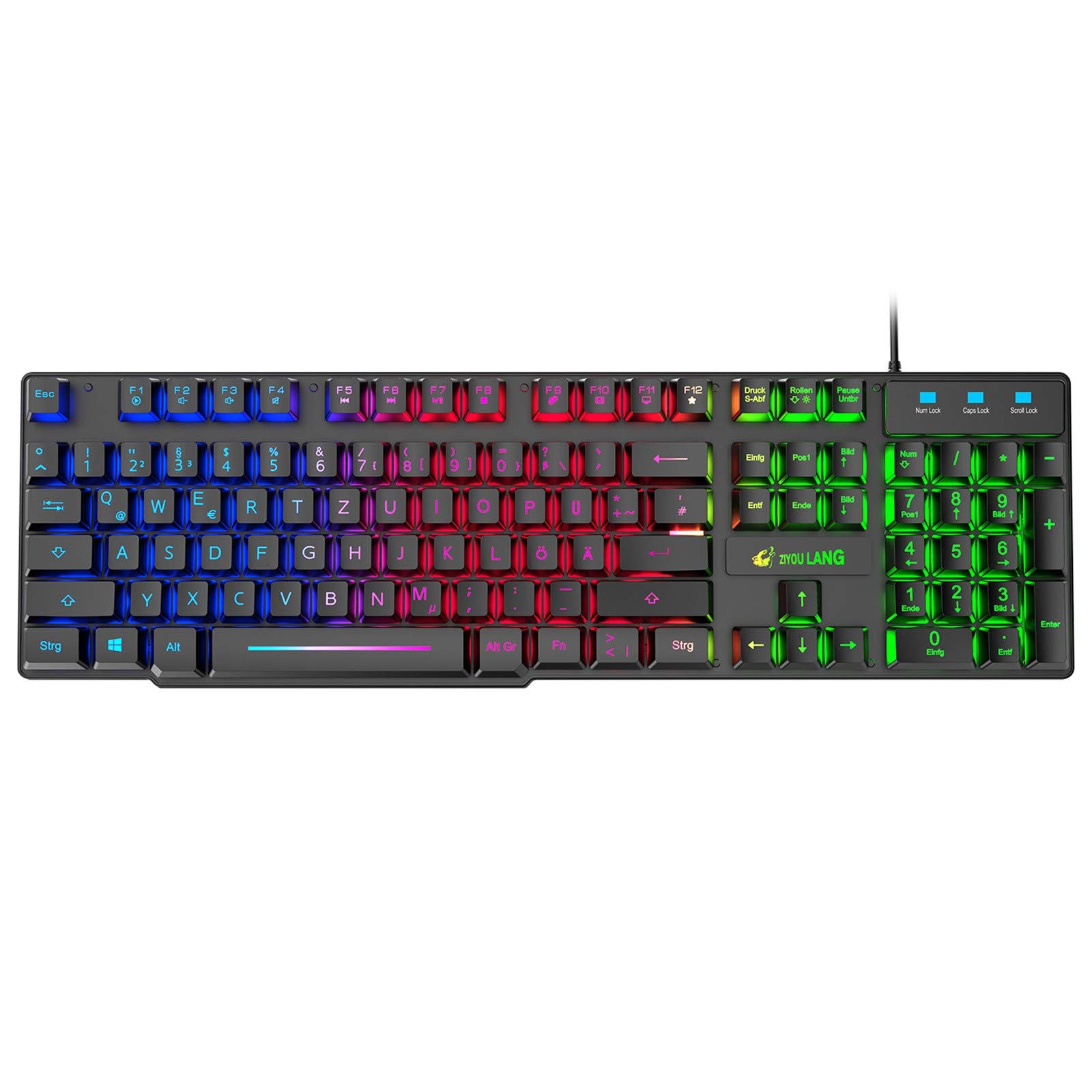 Charella #F5h785 T13 Rainbow Backlight USB Ergonomic Gaming Keyboard and Mouse Set for Pc Laptop