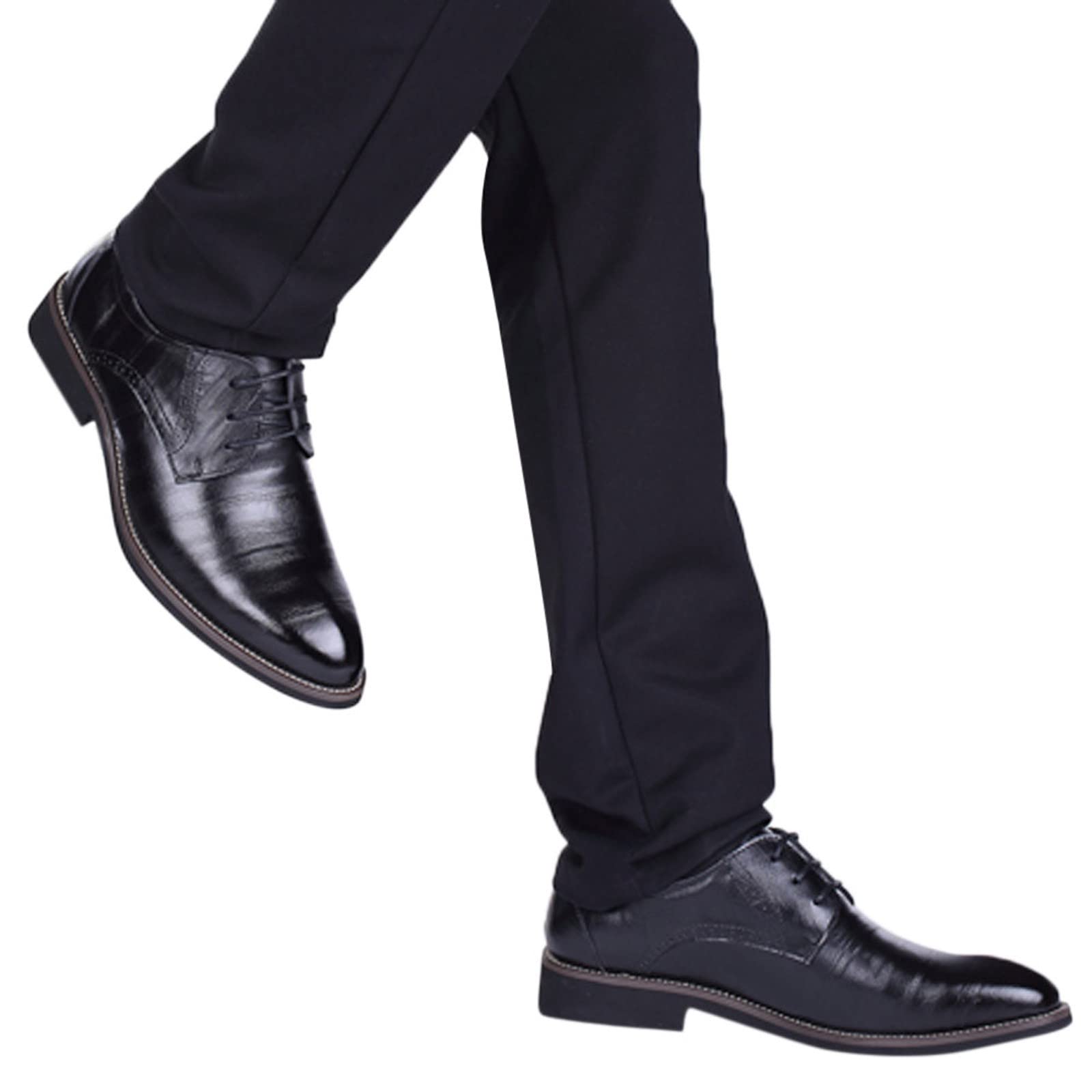 Classical Style Shoes for Men Slip On PU Leather Low Rubber Sole Block Heel Work Comfortable Work Shoes 15