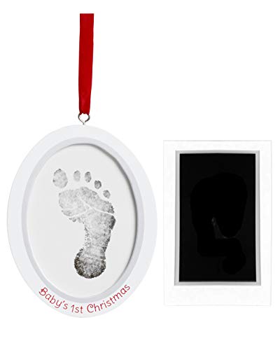 Pearhead Babyprints Double-Sided Christmas Photo Ornament with Clean Touch Ink Pad, Newborn Handprint or Footprint Kit, 2 Sided Baby's 1st Christmas Holiday Keepsake Ornament