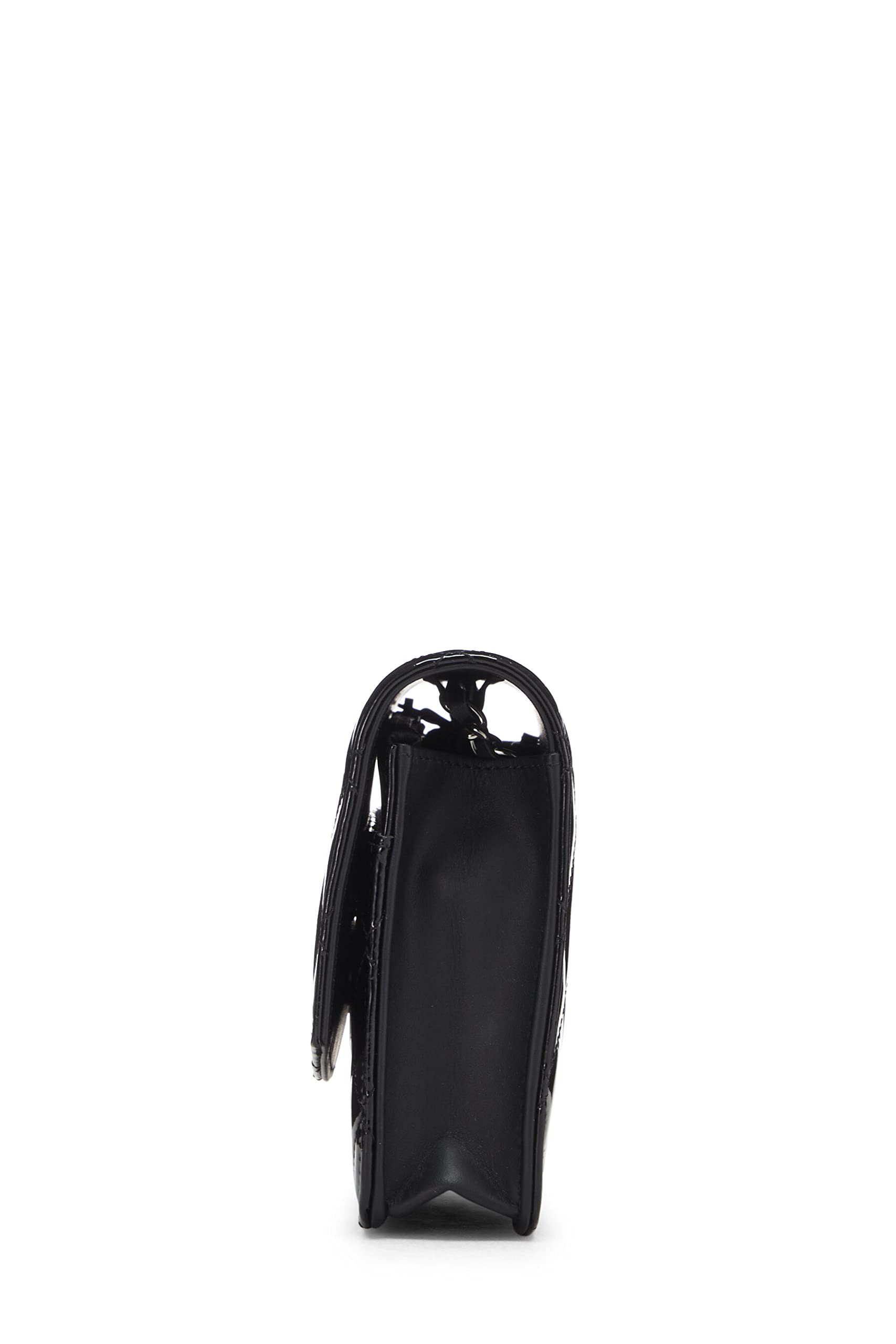 Chanel, Pre-Loved Black Quilted Patent Leather Brilliant Wallet on Chain (WOC), Black