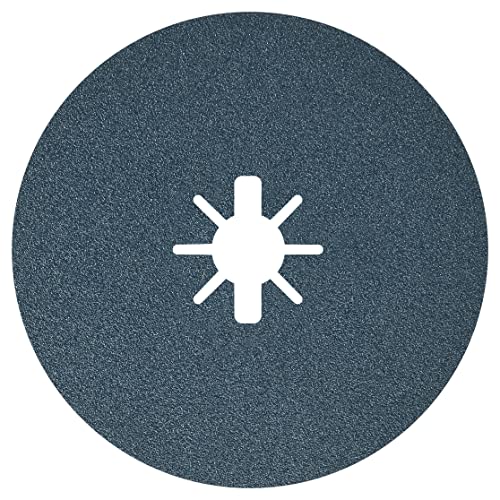BOSCH FBX6100 25-Pack 6 In. X-LOCK Fine Grit Abrasive Fiber Discs 100 Grit Compatible with 7/8 In. Arbor for Applications in Metal Surface Finishing, Weld Blending, Rust Removal