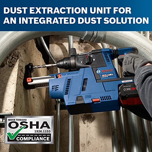 BOSCH GBH18V-26K24AGDE Brushless SDS-plus Bulldog 1 In. Rotary Hammer Kit with Dust-Collection Attachment and (2) CORE18V 8.0 Ah PROFACTOR Performance Batteries
