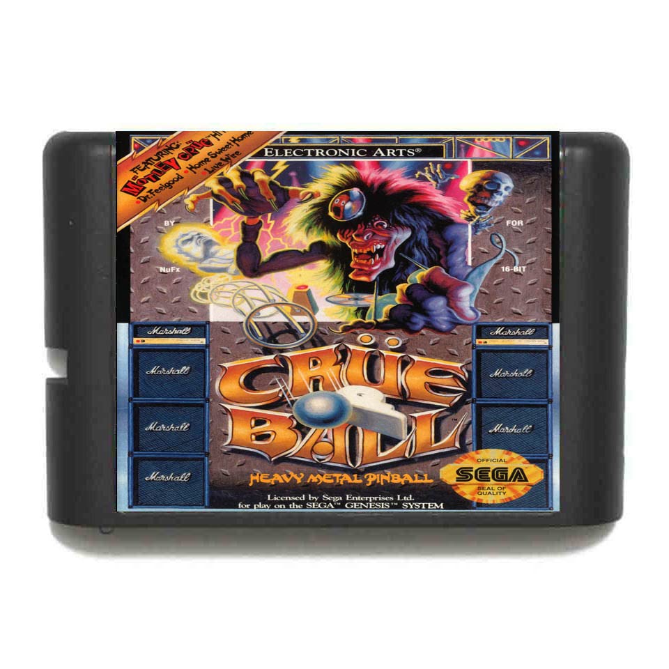 Crue Ball 16 Bit MD Game Card For Sega Mega Drive For Genesis (Black)