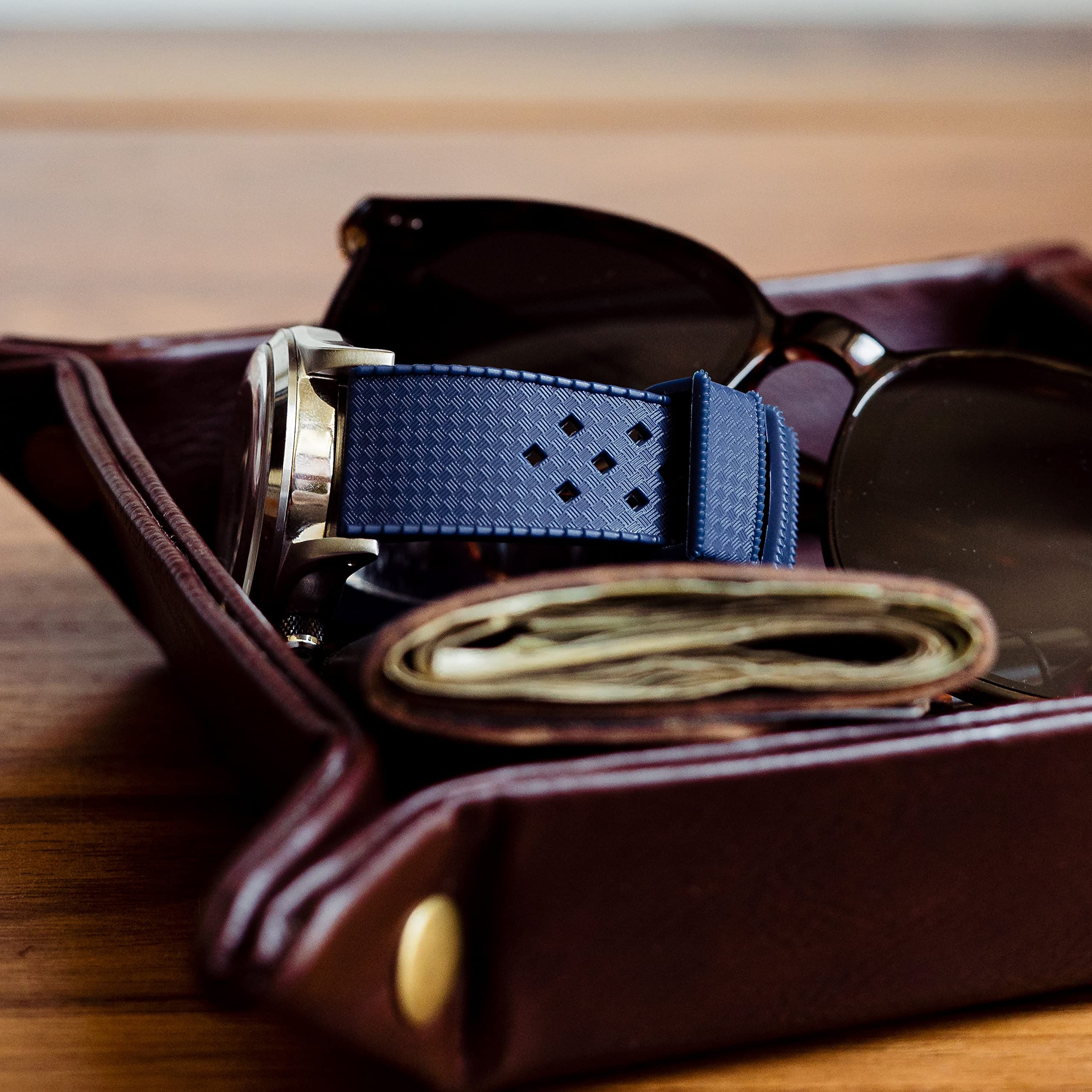 BARTON WATCH BANDS, 23mm Navy Blue - Tropical-Style 2 Watch Bands - Quick Release - Choose Strap Color & Width