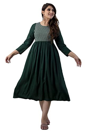 JG Flared Gown for women Indian Tunic Long Dresses Anarkali gown kurtas for women party wear(XXL,Green)