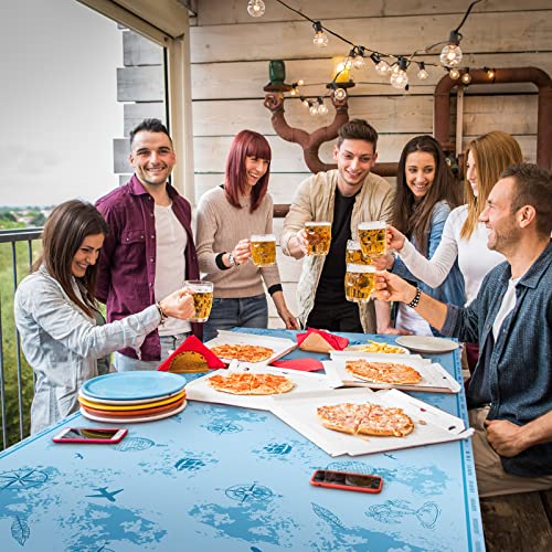 Frienda 3 Pcs Adventure Awaits Tablecloth Bon Voyage World Map Tablecloth Plastic Adventure Disposable Table Cover for Travel Retirement Wedding Graduation, 108 x 54 Inches, Blue