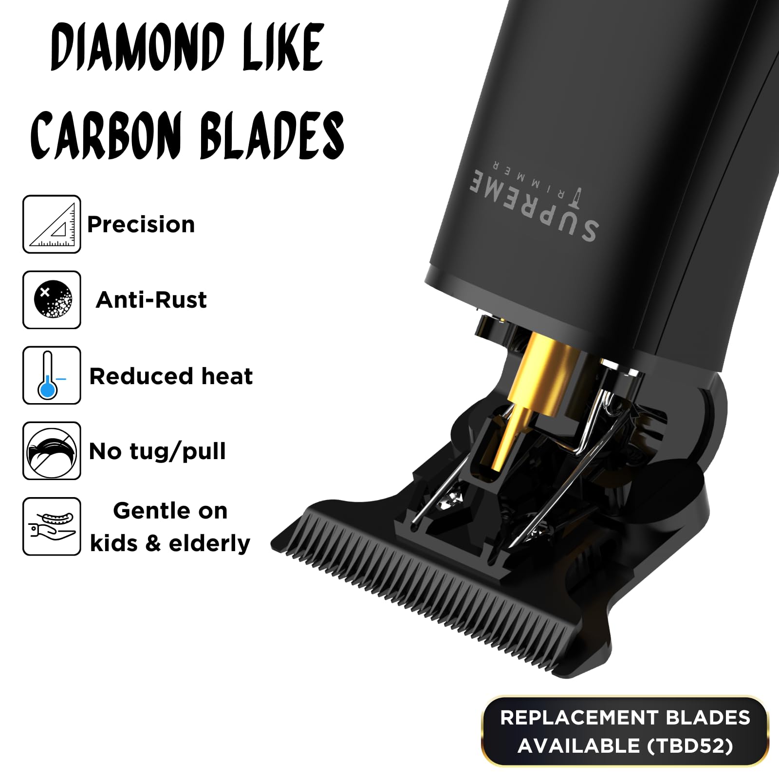 Hair Trimmer by Supreme Trimmer ST5220 Precision Beard Trimmer for Men Professional Barber Liner Cordless Hair Clippers – Black T-Shaper Li (Extra Blade Included)