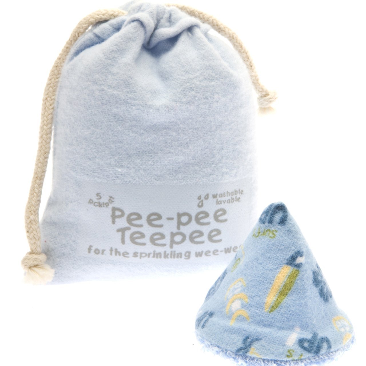 Pee Pee Teepee Surfing Blue with LAUNDRY bag 5 pieces baby boy pee shield babyboy essentials peepeeeteepee baby boy teepee pee shield pee covers