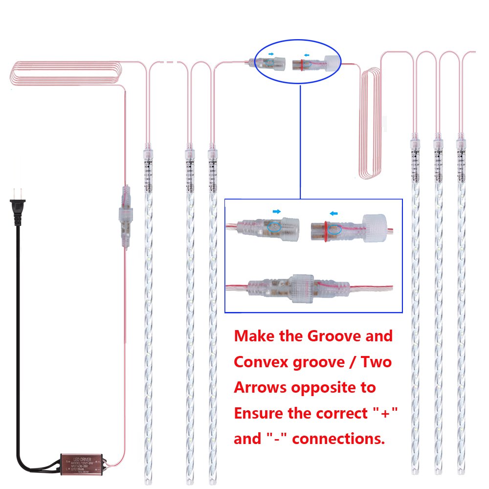 ohCome Meteor Shower Rain Drop Lights 50cm 10 Spiral Tubes 540 LEDs Waterproof Icicle Snowfall String Lights for Wedding Christmas Halloween Garden Tree Home Decor, Support 2 Sets Hook (Blue)