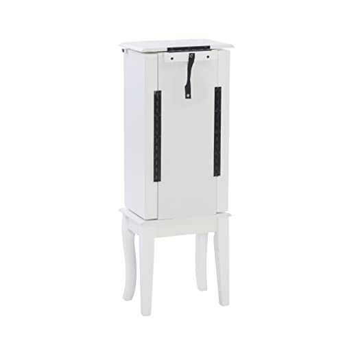 Powell Furniture Jewelry Armoire, White, 13"x 9.375"x 35.5"