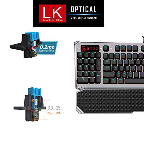 BLOODY B845 Light Strike (LK) Optical Mechanical Gaming Keyboard – RGB LED Backlit – LK Blue Switch – Left Handed Keyboard