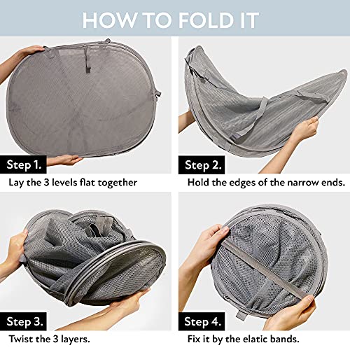 JY LIVING Large Folding Laundry Drying Rack, Clothes Drying Rack, Portable Sweater Drying Rack, Mesh Hanging air Dryer, Lay fold Flat Dry Hanger for Indoor Outdoor, Delicates, Towel, Socks,Swimsuit