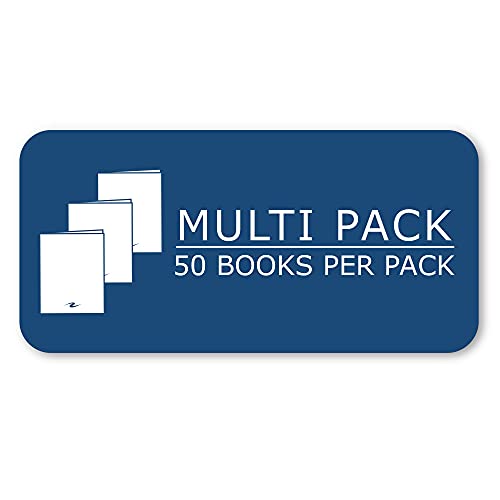 Roaring Spring Test Blue Exam Book, 50 Pack, Wide Ruled with Margin, 8.5" x 7" 12 Sheets/24 Pages, Blue Cover, (77413)