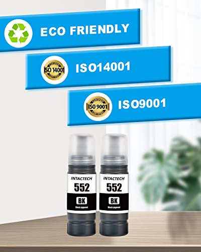 Intactech T552 Refill Ink Replacement for Epson 552 T552 Work for EcoTank Photo ET-8550 ET-8500 Supertank Printer (2-Pack BK 70ML *2)