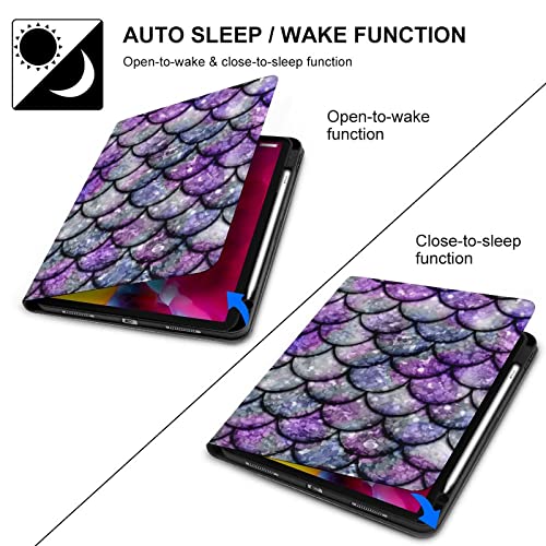 Mermaid Protective Case Compatible with IPAD 2020 AIR 4 (10.9in) Stand Case Auto Sleep/Wake Cover