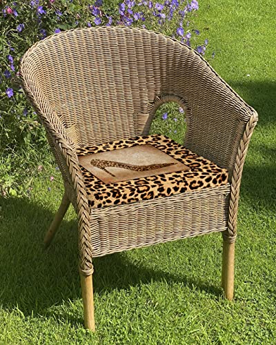 Leopard Print Chair Cushion Covers, Removable Stretch Non-Slip Chair Seat Covers, Washable Elastic Furniture Slipcovers Protector Indoor Outdoor Use 2 Pieces, Brown Animal Texture High Heels