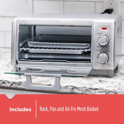 BLACK+DECKER 4-Slice Crisp 'N Bake Air Fry Toaster Oven, TO1787SS, 5 Cooking Functions, 30 Minute Timer, Stainless Steel