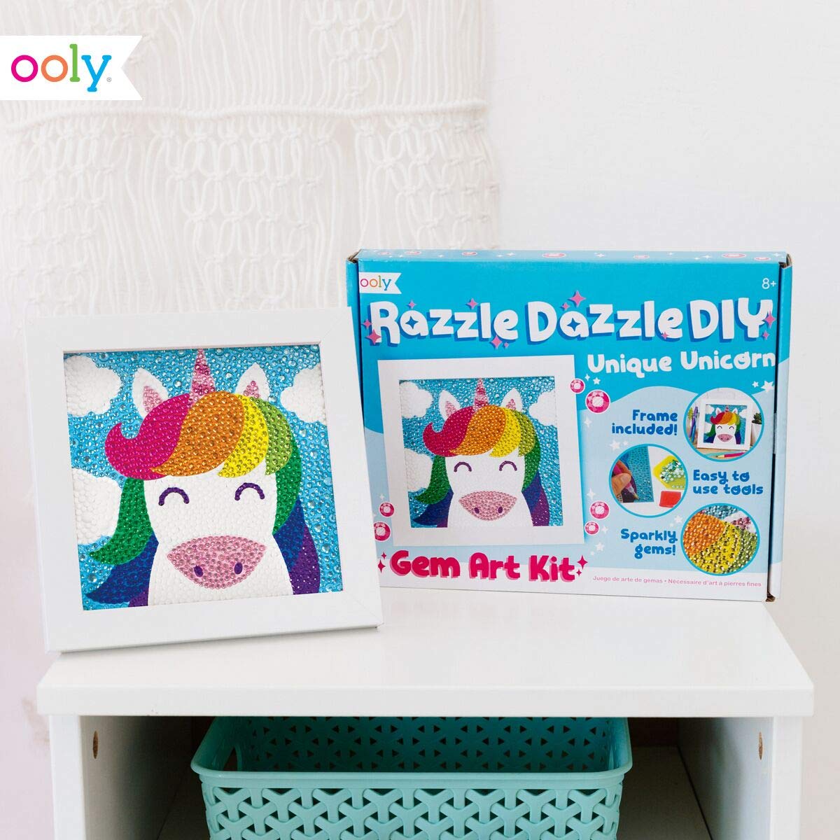 Ooly, Razzle Dazzle DIY Gem Art Kit for Kids, School, Art Projects, Diamond Painting, Rhinestone Craft Mosaic - Unique Unicorn