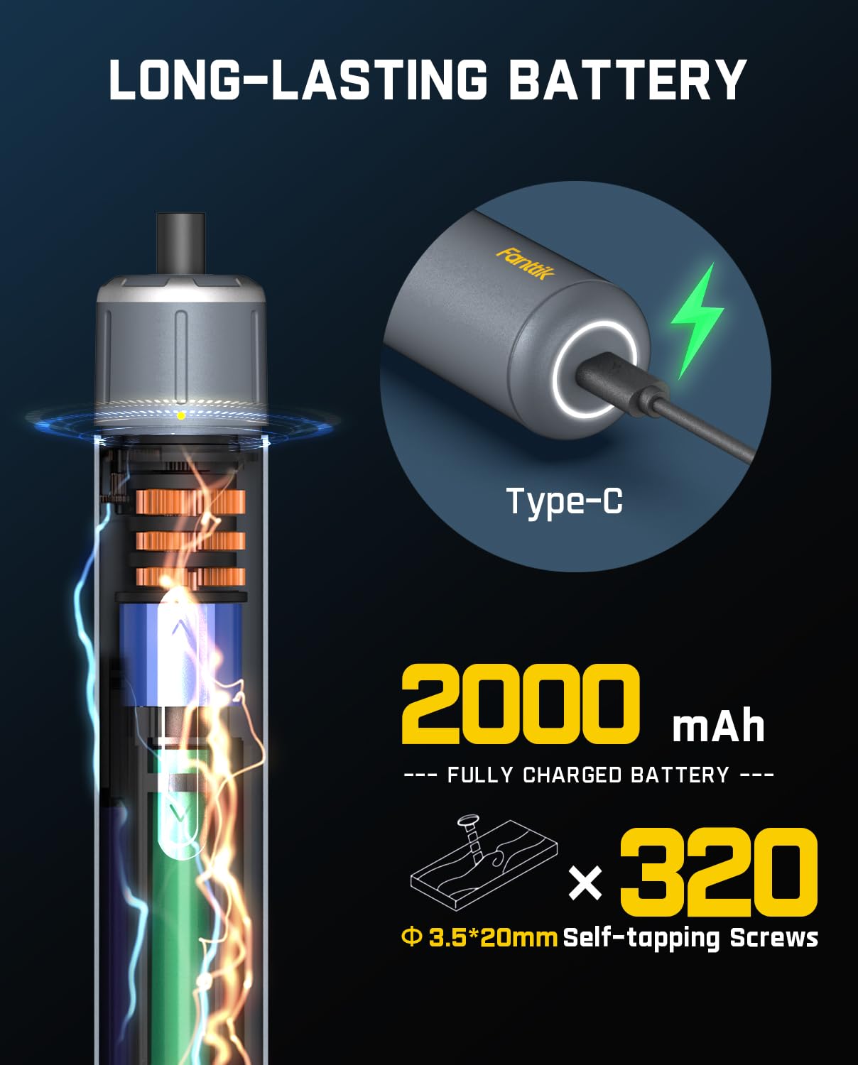 Fanttik S1 Pro 3.7V Electric Screwdriver, Power Screwdriver, 14 S2 Steel Bits, 3 Torque Settings, Max 6 N.m, 2000mAh Battery, LED Light, 1/4''Hex, Cordless Screwdriver for Furniture/Desktop Computer