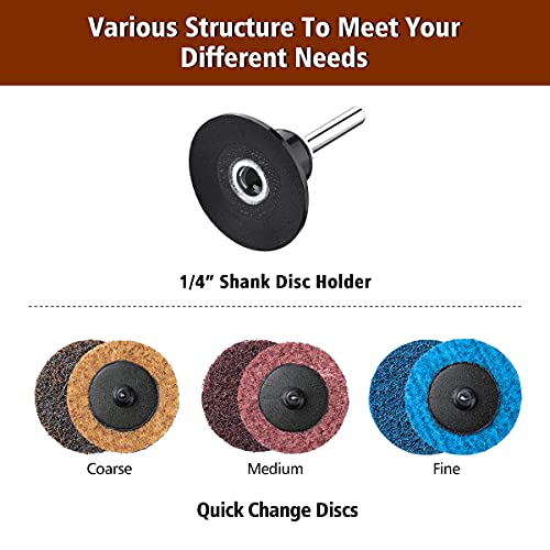 DRILLPRO 70Pcs Sanding Discs Set, 2 inch Quick Change Discs with 1/4 inch Holder, Surface Conditioning Discs for Die Grinder Surface Strip Grind Polish Burr Finish Rust Paint Removal(Updated)