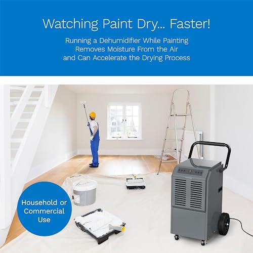 hOmeLabs Commercial Grade Dehumidifier - 160 Pint - Built-In Pump, Drain Hose, Washable Filter - Large Basements, Industrial/Commercial Spaces, Job Sites