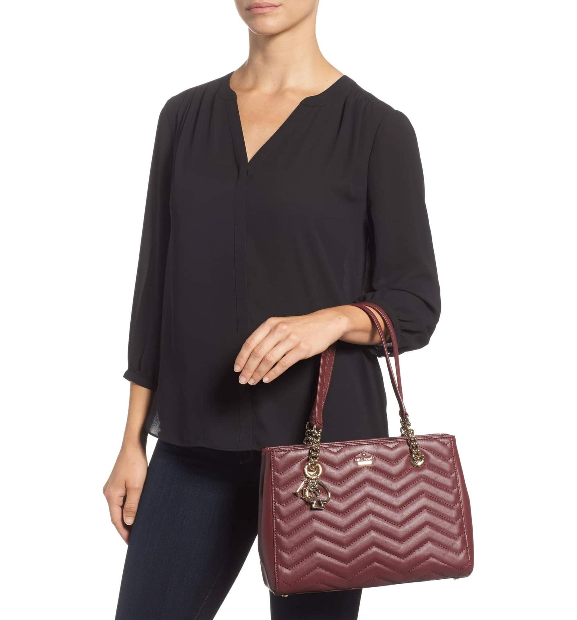 Kate Spade New York Reese Park Small Courtnee Smooth Leather Bag, Cherrywood…