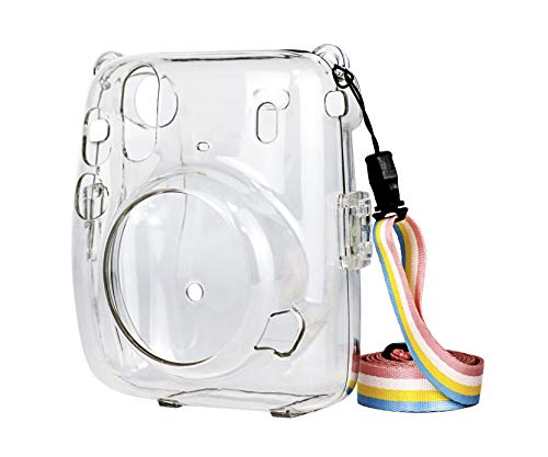 EpicGadget Case for Fujifilm Instax Mini 11 - Clear Hard PVC Protective and Portable Camera Cover with Detachable Adjustable Shoulder Strap