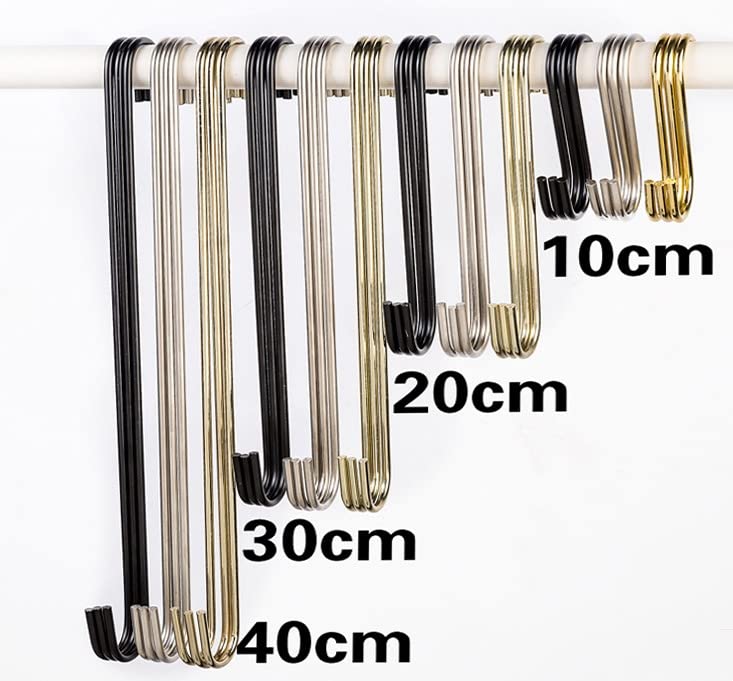 Extra Large 12 inch S Hooks for Hanging,S Shaped Hook Heavy Duty,Black Long S Hooks for Hanging Plant,Basket,Tree Branch,Closet,Garden,Pergola,Indoor Outdoor Uses 8 PCS