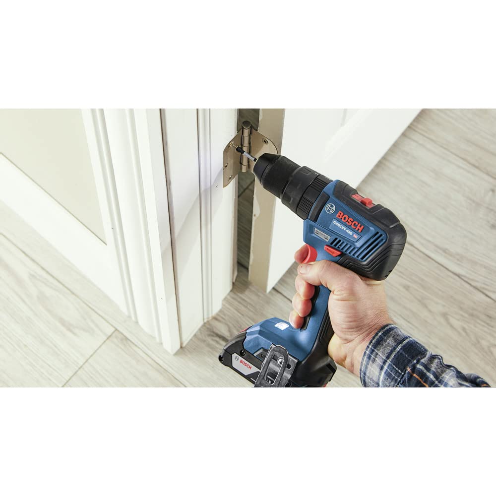 Bosch GXL18V-240B22-RT 18V Brushless Lithium-Ion 1/2 in. Hammer Drill Driver and 1/4 in. and 1/2 in. 2-in-1 Bit/Socket Impact Driver Combo Kit with 2 Batteries (2 Ah) (Renewed)