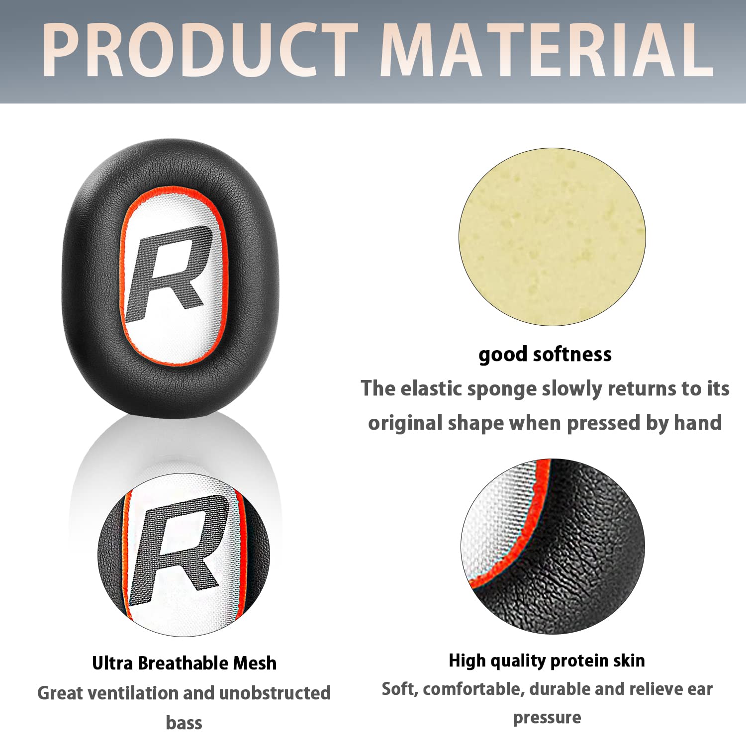 BackBeat Pro 2 Protein Leather Memory Foam Replacement Ear Pads Compatible with Plantronics BackBeat Pro 2, Voyager 8200 UC Headphones Replacement Earmuffs Ear Cushions(Black+Red)