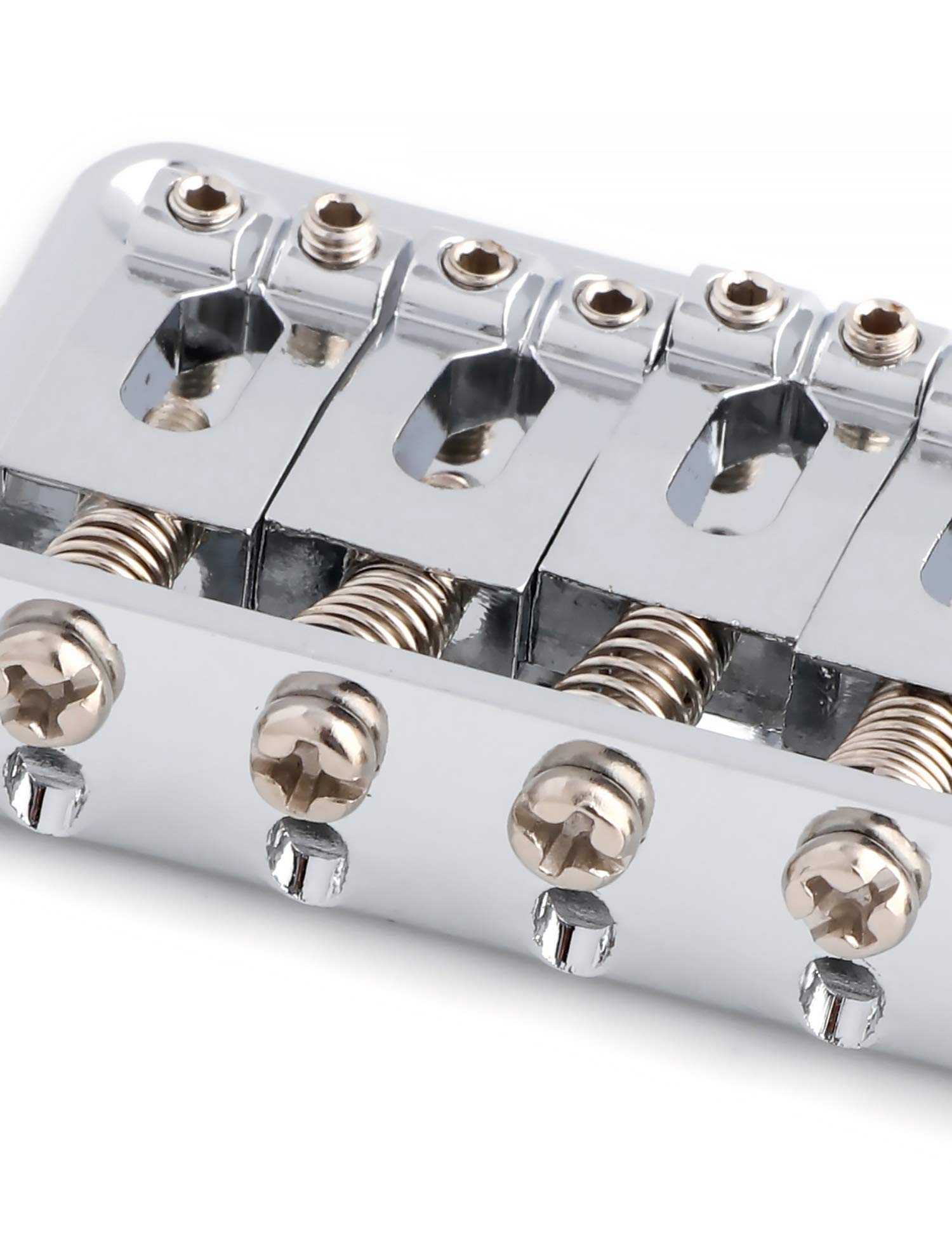 Metallor Top Load Guitar Bridge Tailpiece Fixed Hardtail Saddle Bridge Compatible with 6 String Fender Strat Tele Style Electric Guitar Parts Chrome.