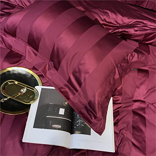 Luxury Bedding Set, Queen King Size Bed Sheet Duvet Cover Egyptian Cotton Silky Soft Bedclothes Hotel Home Quilt Covers,Red,200230CM