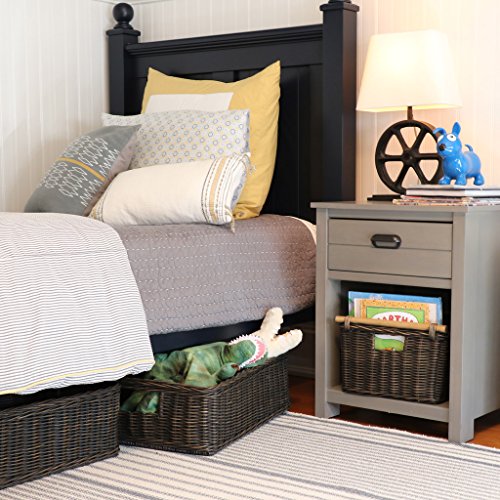 The Basket Lady Under The Bed/Basic Wicker Storage Basket, Extra Large, 25 in L x 19.5 in W x 8 in H, Antique Walnut Brown