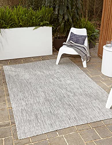 Rugs.com Outdoor Solid Collection Rug β 3' x 5' Light Gray Flatweave Rug Perfect for Entryways, Kitchens, Breakfast Nooks, Accent Pieces