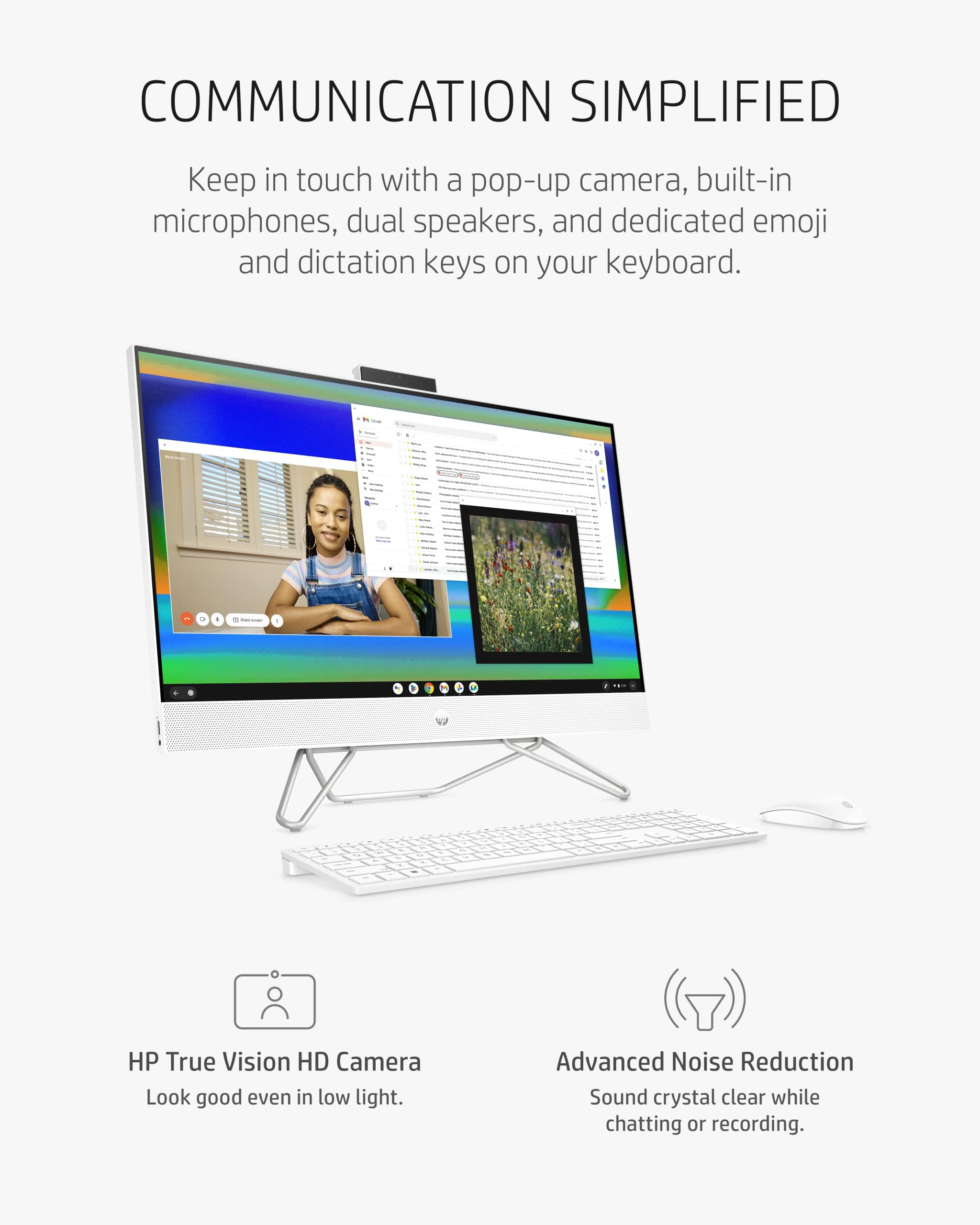 HP All-in-One Desktop Computer, 27" Touchscreen FHD, Octa-Core AMD Ryzen 7 5700U (Beat i7-1165G7), 32GB DDR4 RAM, 1TB PCIe SSD, WiFi, Bluetooth, KB & Mouse, Windows 11 Pro, BROAG 64GB Flash Stylus