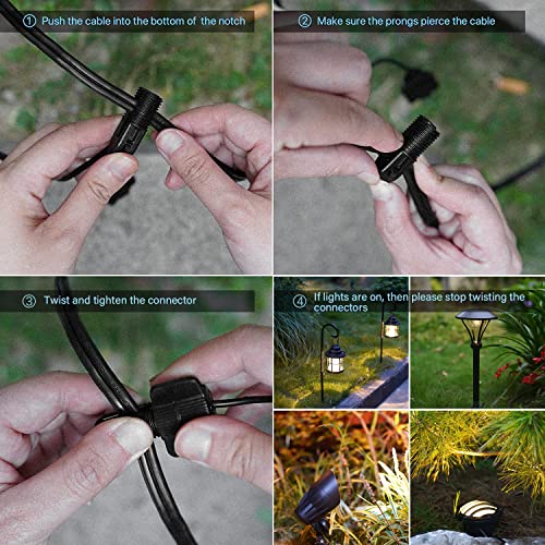 GOODSMANN Landscape Lighting Low Voltage Outdoor 1PK Hanging Path Light 1.1W LED 32 Lumen 2900K Warm White Metal Dual Use Shepherd Hook Pathway Lights Wired 12V AC Sidewalk Light with Cable Connector