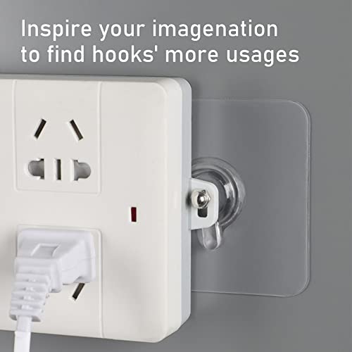 JIQGOZBAN Adhesive Hooks Kitchen Bathroom Wall Hooks, Heavy Duty 13lb(Max) Nail Free Sticky Picture Hangers, Stainless Hooks Reusable Utility Towel Bath Ceiling Hooks 10 Packs