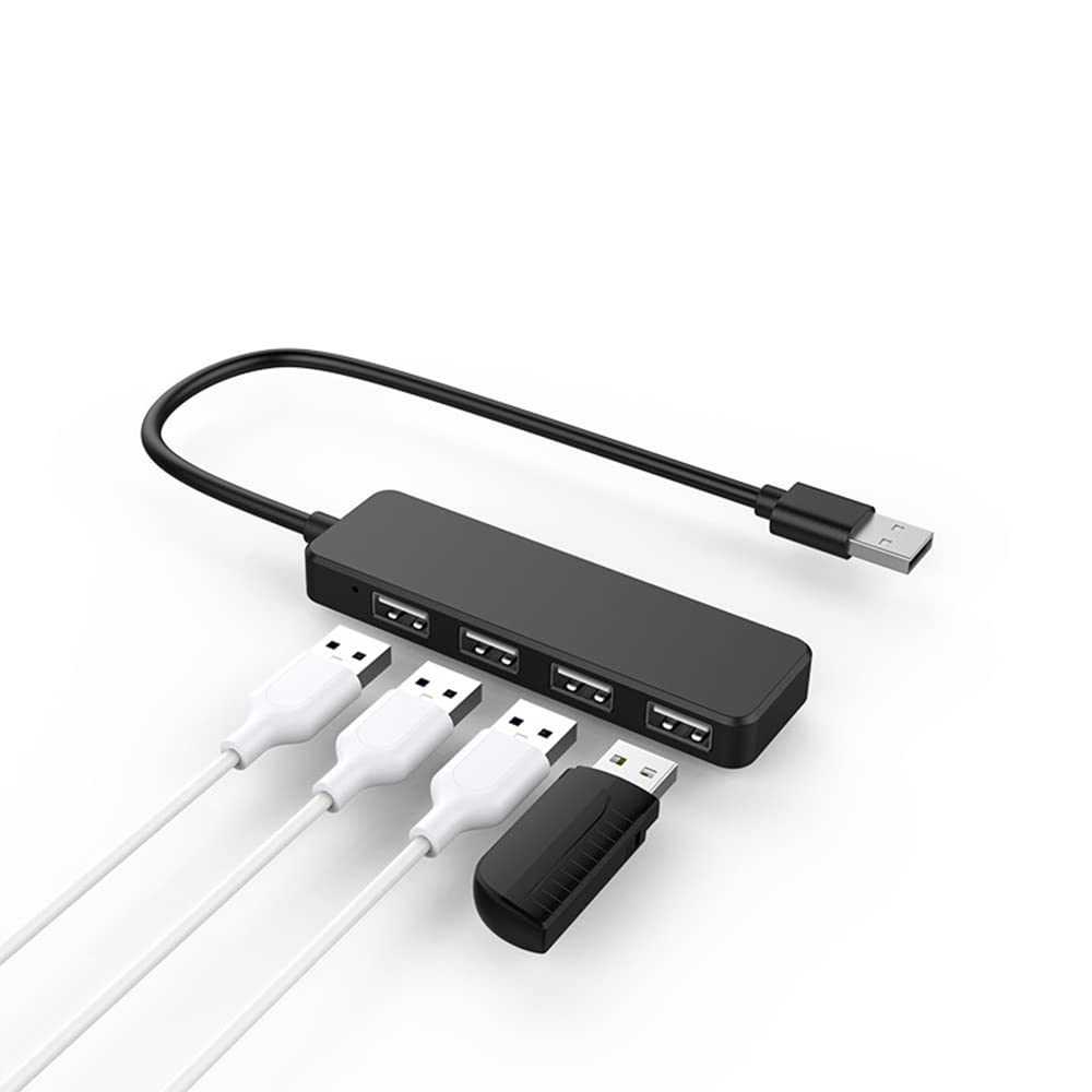 Cotchear 4 Port USB 2.0 Hub Extension Splitter Adapter for Computer Laptop Tablet Accessories (Black)