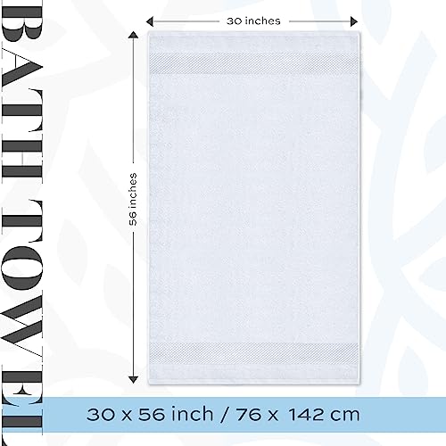 Luxury White Bath Towels Large - Circlet Egyptian Cotton | Highly Absorbent Hotel spa Collection Bathroom Towel | 30x56 Inch | Set of 2
