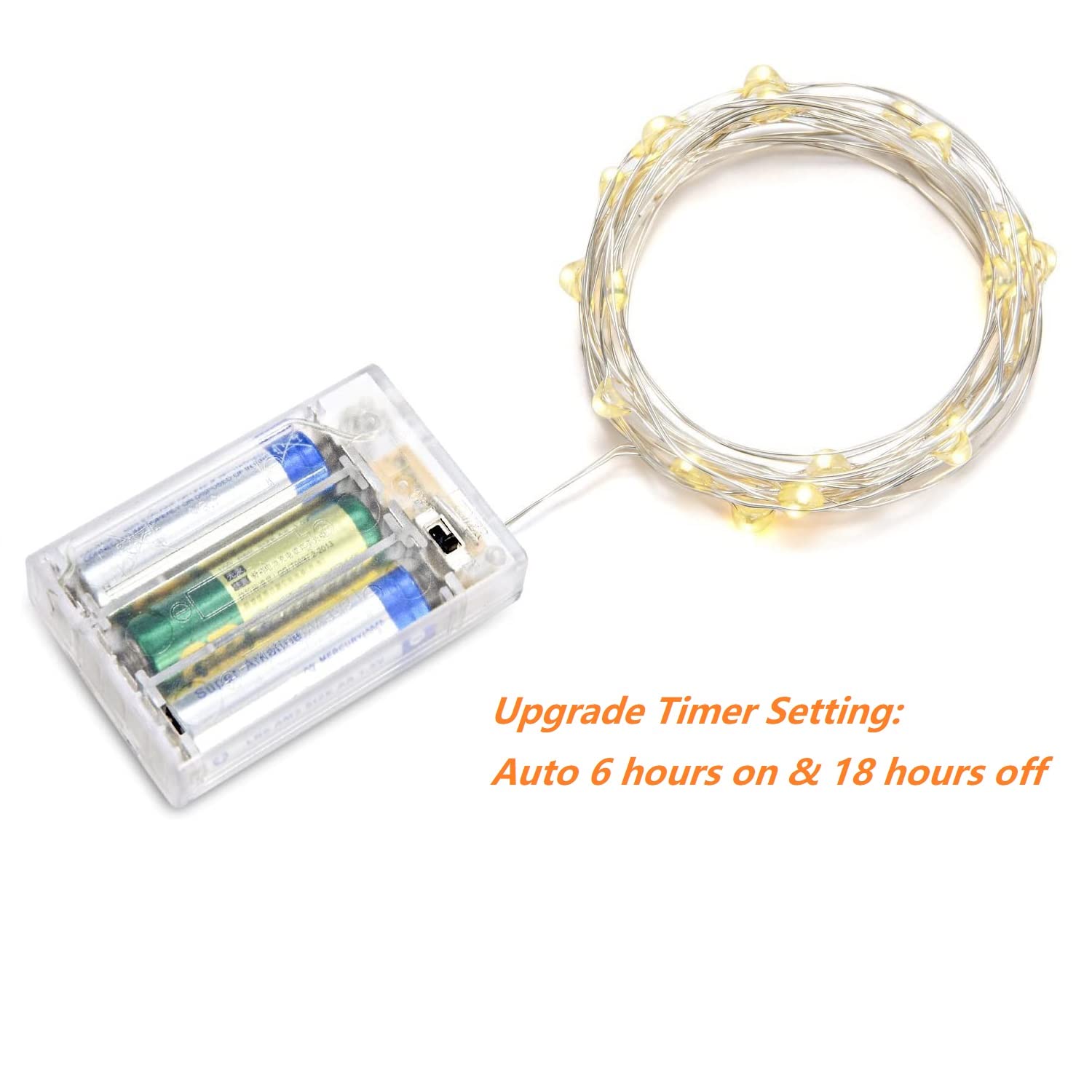 Battery Fairy Lights Led String Lights with Timer 20LED Battery Operated String Lights Copper Wire Light for Indoor Outdoor Lighting Bedroom Wedding Decor Party Christmas Tree Decoration
