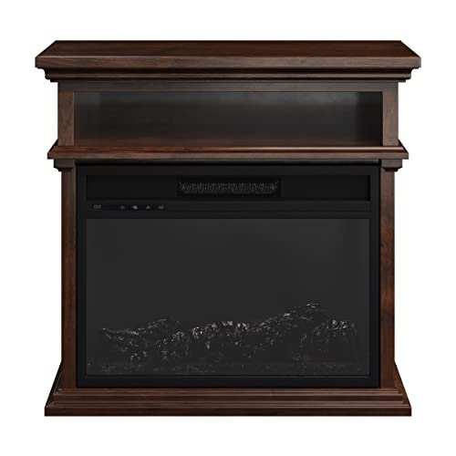 Electric Fireplace - 3-Sided Heater with Mantel and Shelf, Remote Control, LED Flames, Faux Logs, and Adjustable Settings by Northwest (Brown) (80-FPWF-M2)