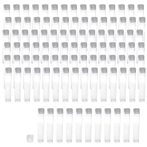 The Beadsmith Clear Plastic Tubes - 3 x .5 Inch Square Tubes - Flat Caps - Use for Beads, Bath Salts, Wedding & Party Favors, Home or Office Storage - Bag of 100