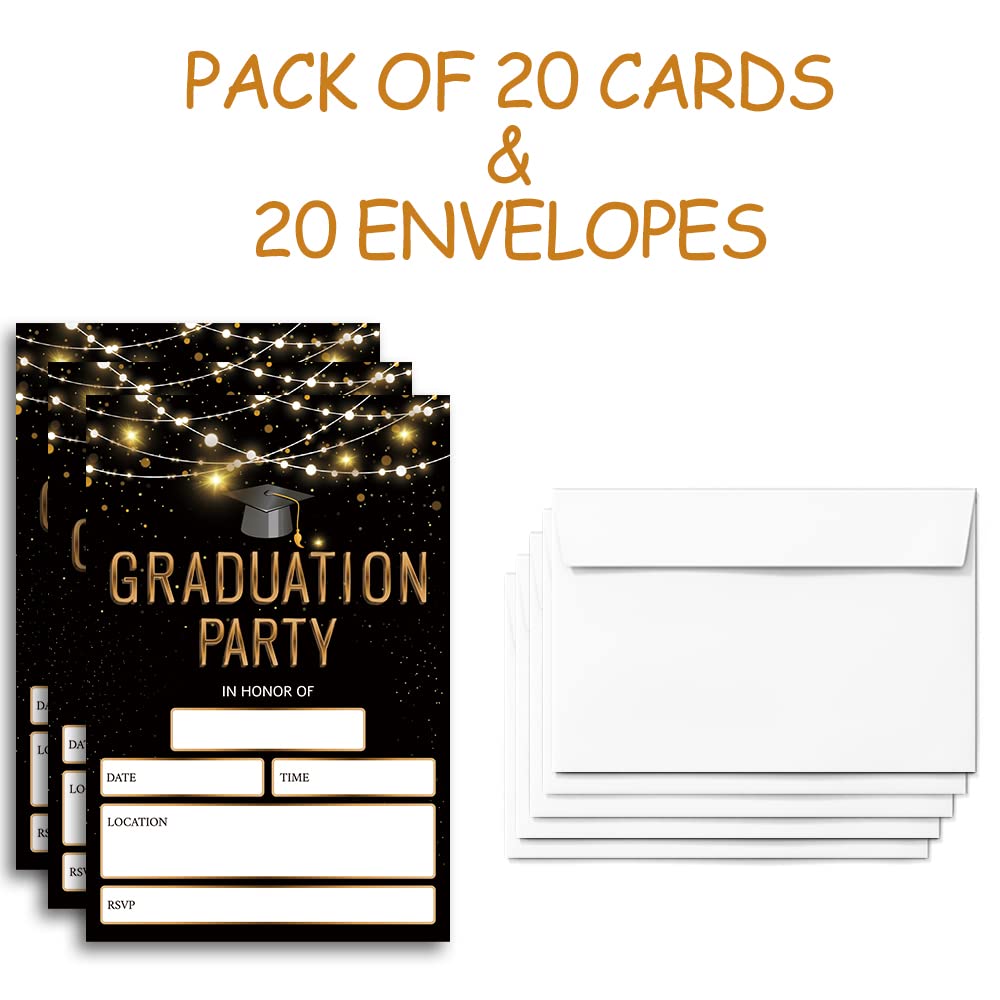 FujLoy 20 Cards with Envelopes, graduation party invitations 2024, 2024 College, High School, University Grad Celebration.(008)