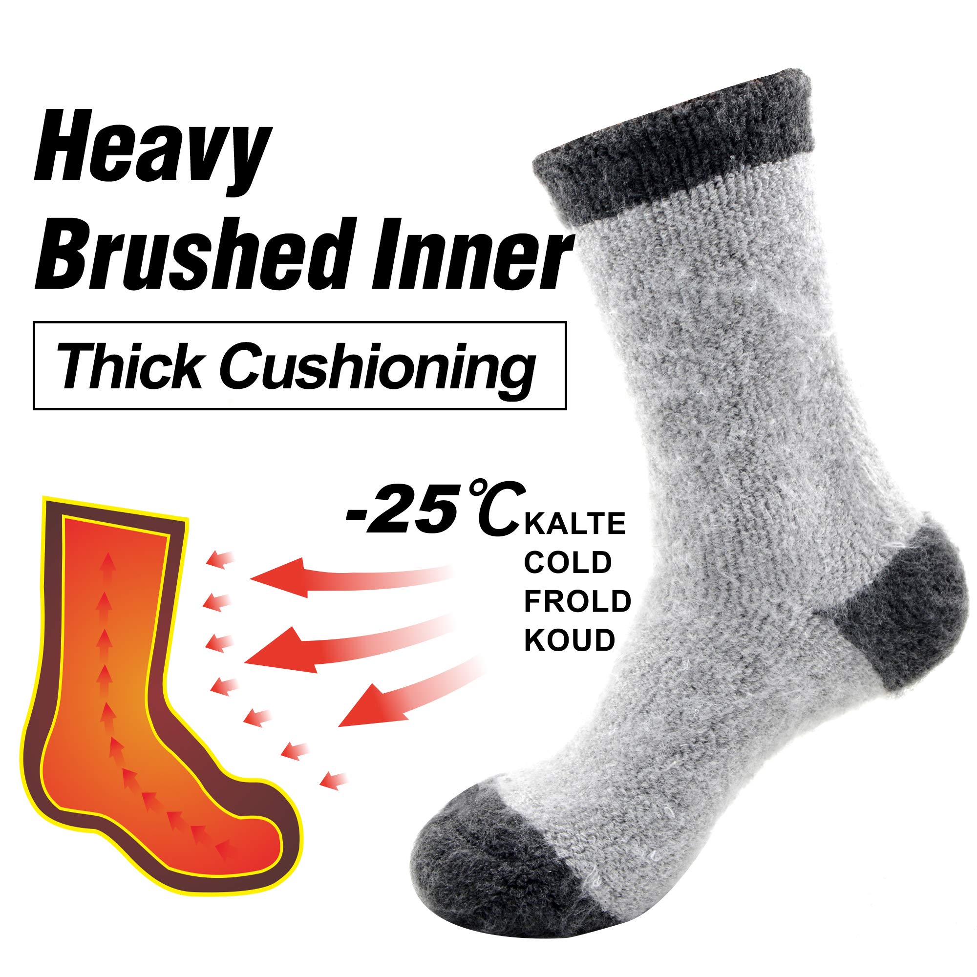 Busy Socks Winter Warm Thermal Socks for Men Women Extra Thick Insulated Heated Crew Boot Socks for Extreme Cold Weather, Medium, 1 Pair Dark Grey